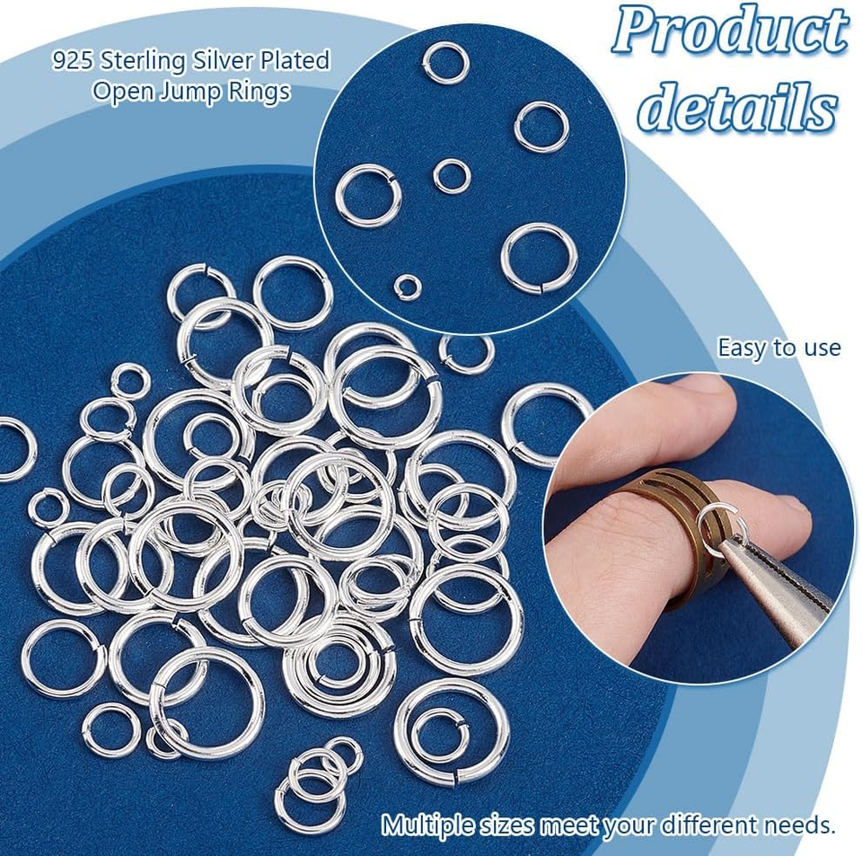 180pcs 925 Sterling Silver Open Jump Rings 3/4/5/6/7/8mm O Ring Jewelry ...