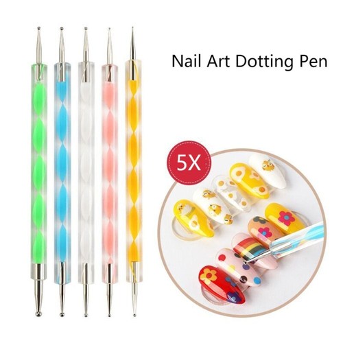 5Pcs 2 Way Nail Art Dotting Pen Dot Paint Manicure Painting Kit Girls ...