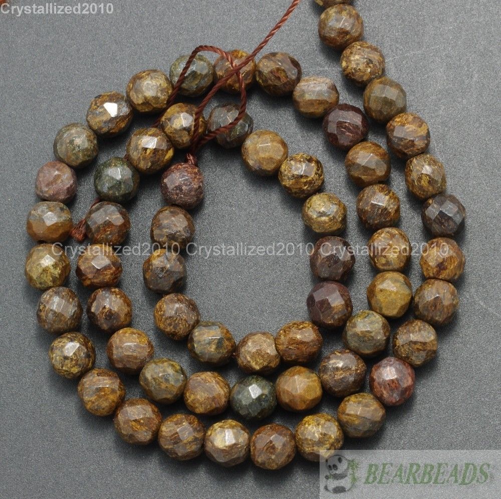 Natural Bronzite Jasper Gemstone Faceted Round Beads 4mm 6mm 8mm 10mm ...