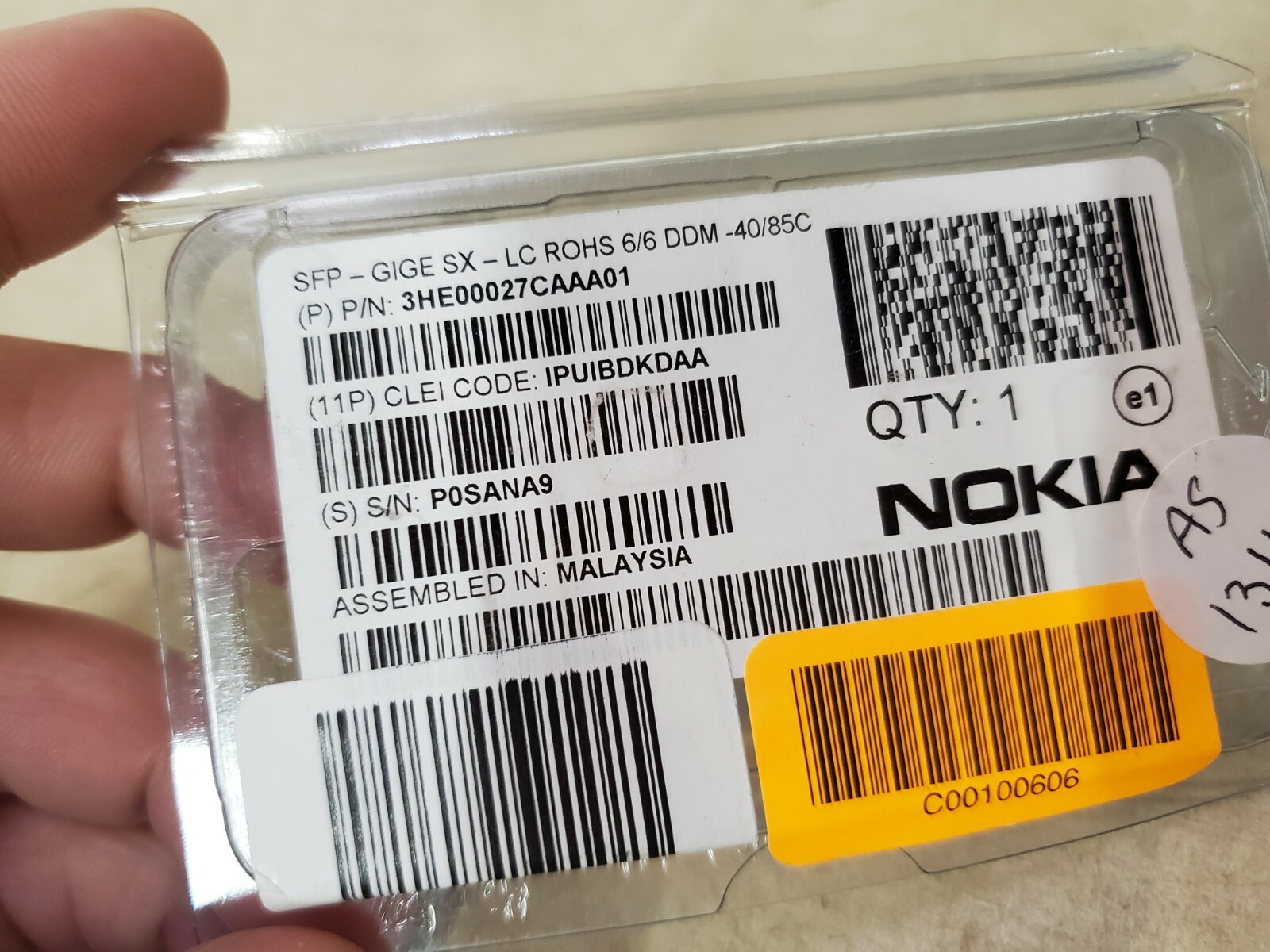 Nokia 3HE00027CAAA01 SFP Transceiver Module Finisar FTLF8519P3BTL-A6 # ...