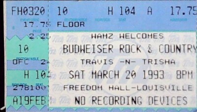 Travis Tritt Trisha Yearwood Concert Ticket Stub Freedom Hall ...