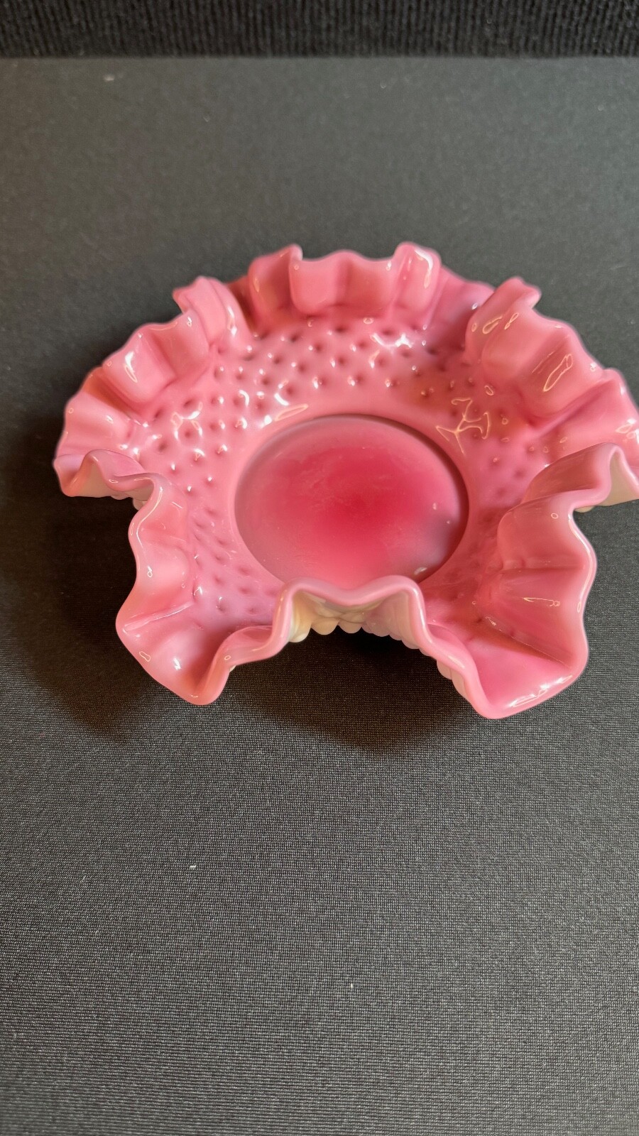 Vintage Fenton Glass Cased Pink Ruffled Bowl 6 1/2 Inches | eBay