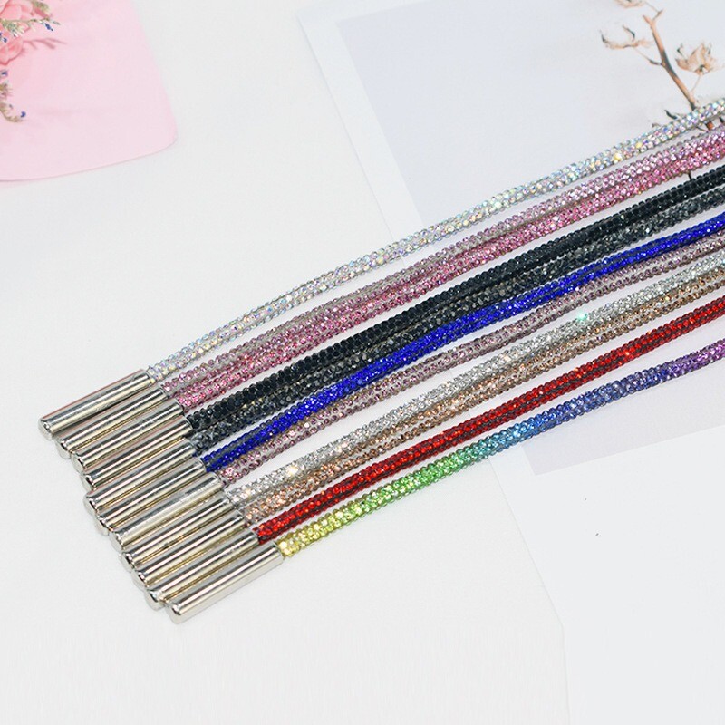 2pcs 4mm Glitter Rhinestone Shoe Laces Hoodie String Replacement ...