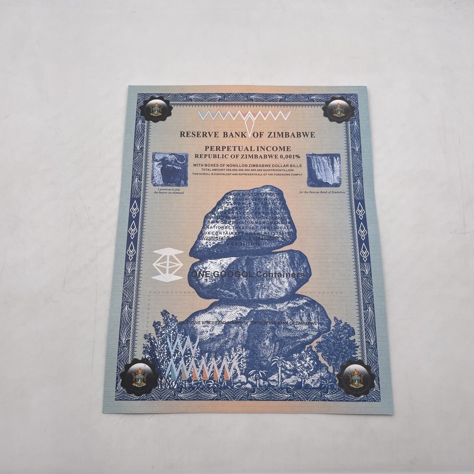 1 pc Reserve Bank of Zimbabwe Banknote One Googol Containers ...