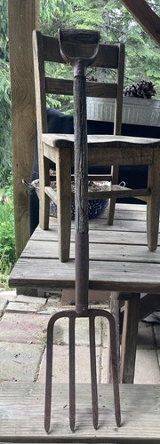 Vintage Pitch Fork Garden Wood Handle Farm Tool 41” Primitive Rustic ...