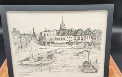 David Morehead Hand Signed Drawing: 'City Dock Annapolis' 9 X 12" | eBay