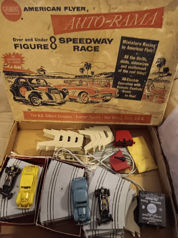 AC Gilbert #19083 American Flyer Auto Rama Autorama Figure 8 Race Set W ...