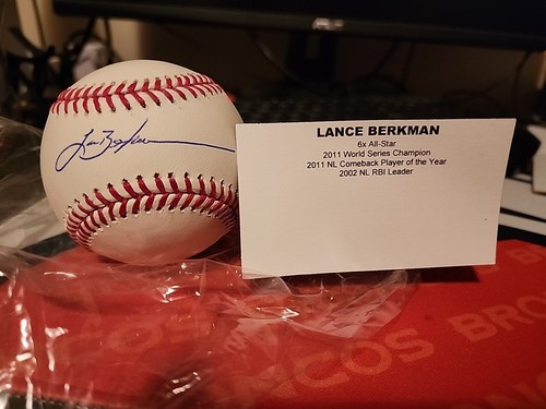 LANCE BERKMAN SIGNED AUTOGRAPHED BASEBALL HOUSTON ASTROS TRISTAR ...
