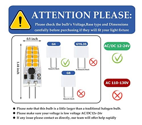 Dimmable G4 LED Bulb 12V 24V JC Tybe, 20-30W T3 Halogen 2835 SMD-2700k ...
