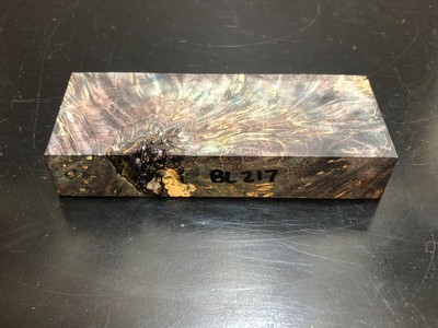 BL217 STABILIZED Double Dyed Maple Burl Knife Block Handle Pistol Grip ...
