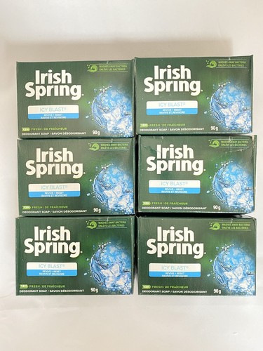 6 x Irish Spring Icy Blast Deodorant Soap 90g (Old Version No Flax Seed ...