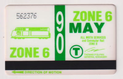 BOSTON - MBTA Monthly Pass May, 1990 ZONE 6 | eBay