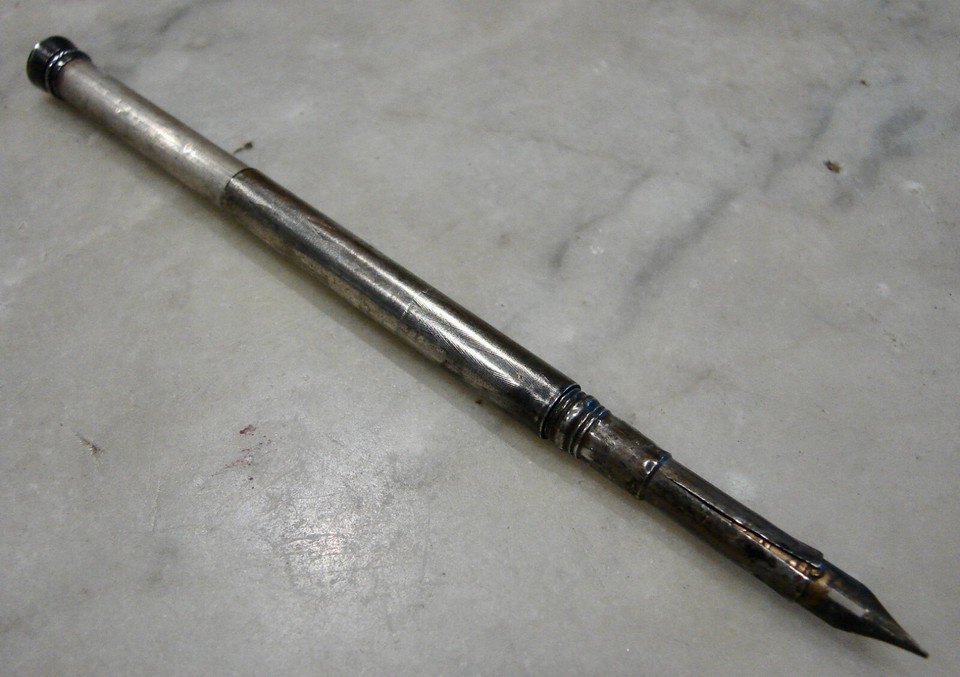vintage silver fountain pen decorative end Pat.January 1850 | eBay