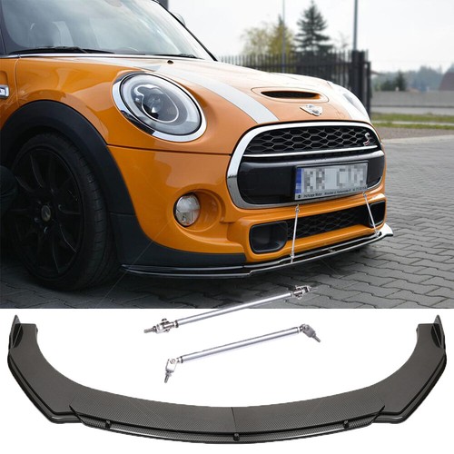 Front Bumper Lip Carbon Style + Strut Rods For Mini Cooper R53 R56 R60 ...
