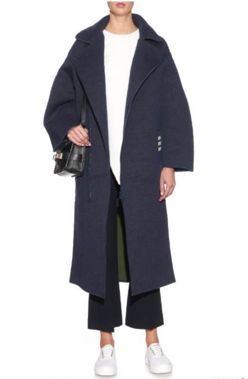 [Y3] Yohji Yamamoto Contrast Striped Wool Blend Coat Navy Sz M / New ...