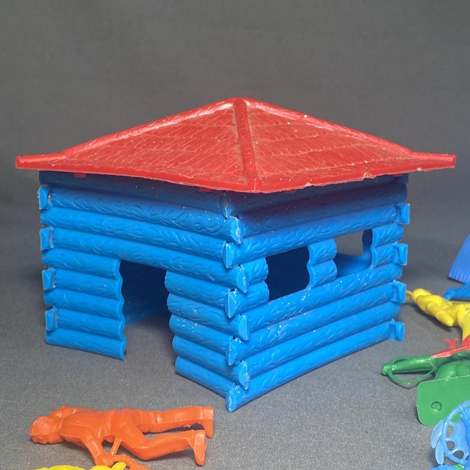Vintage Lot MPC Cowboys Indians Plastic Figures Toys Timmee Cabin ...