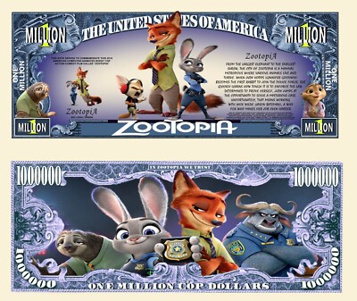 Zootopia Billet Million Dollar! Disney Classic Zootopia Sloth Drawing ...