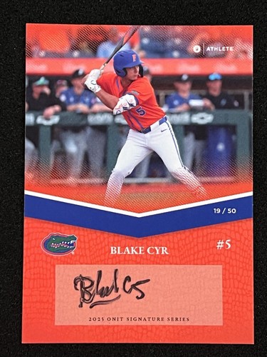 BLAKE CYR 2025 ONIT Florida Gators Baseball Orange Parallel On Card ...