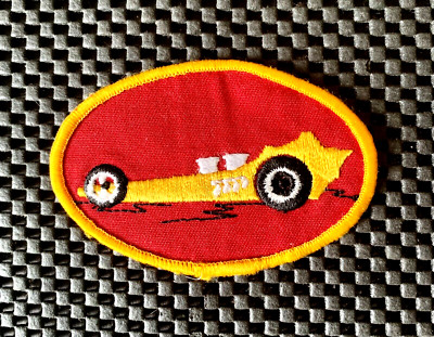 DRAG RACING HOT ROD CAR EMBROIDERED SEW ON PATCH DRAGSTER 3 3/4" x 2 1/ ...