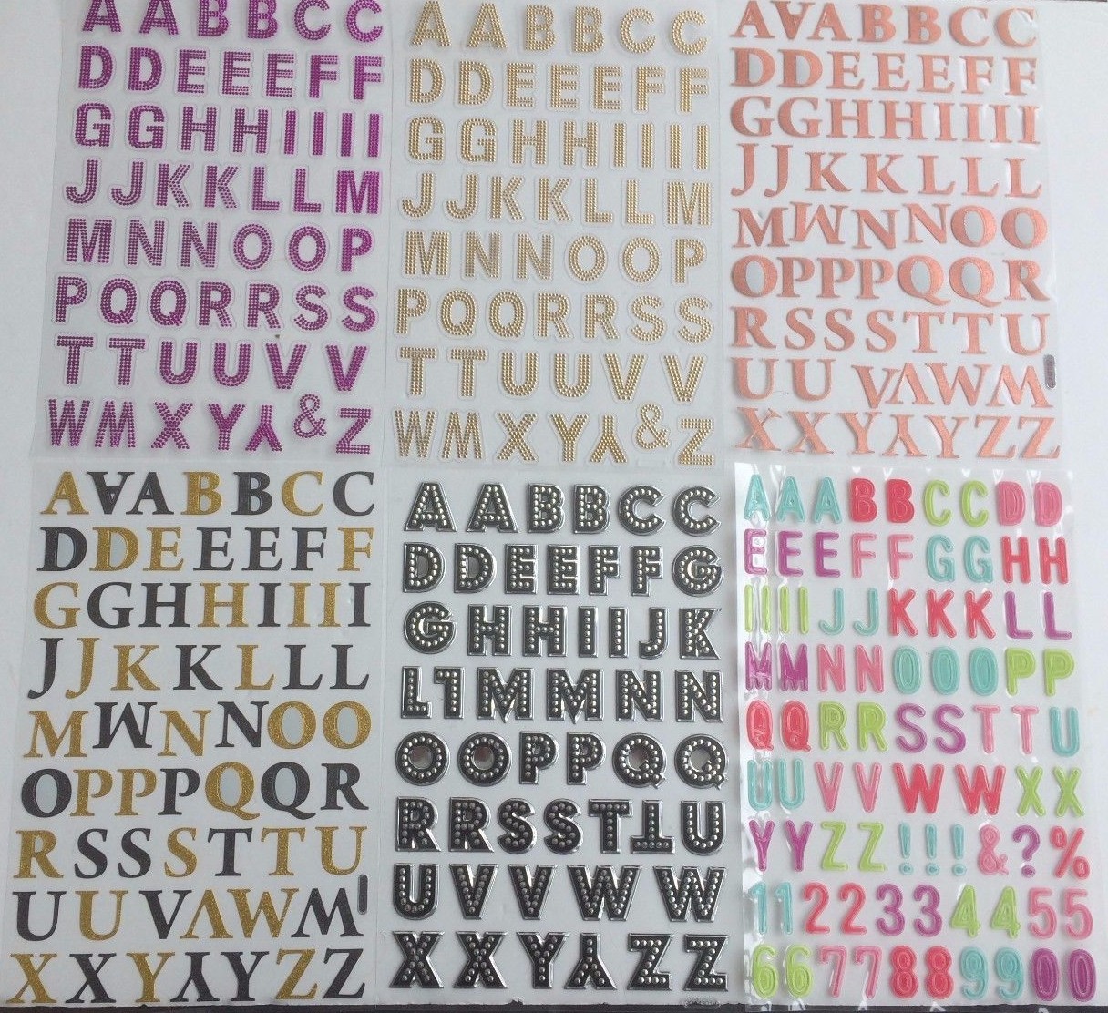 ALPHABET CAPITAL LETTERS STICKERS SELF ADHESIVE Purple black Silver Red ...