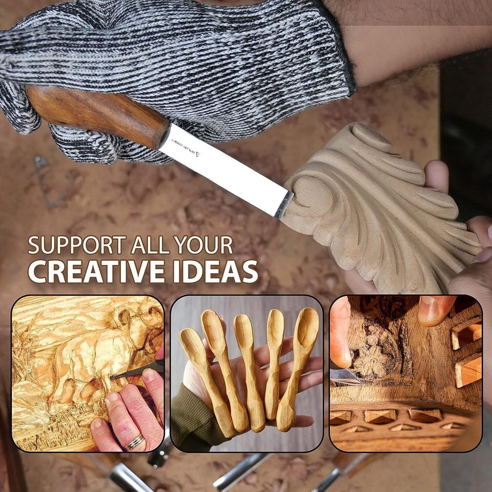 EPLOX CRAFT Premium Wood Carving Tools Set of 6 Ash Wood Handle - NEW ...