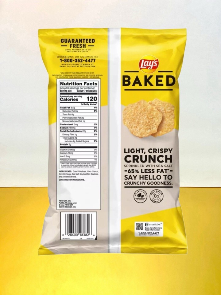 〽️New Lays Baked Gluten-Free Original 65% Less Fat Potato Crisps Chips ...