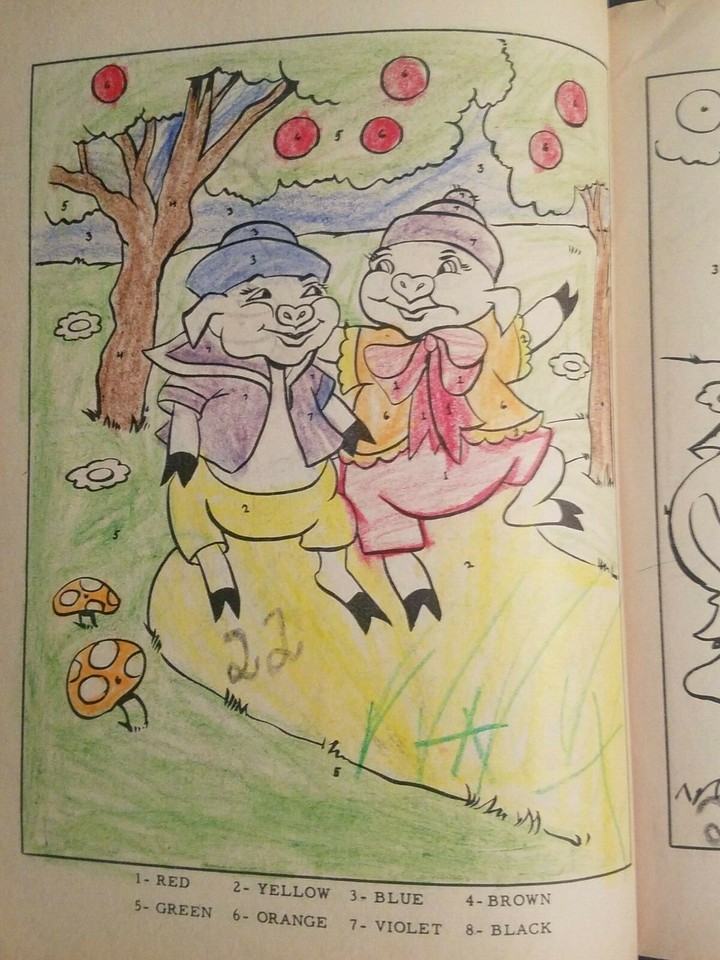 Vintage Three Little Pigs Color By Number Coloring Book | eBay