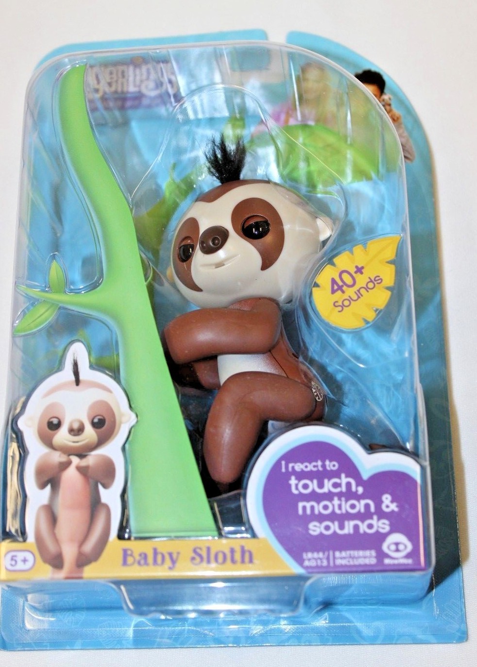 Fingerlings Sloth (Kingsley) WowWee Interactive Baby Monkey Toys, FREE ...