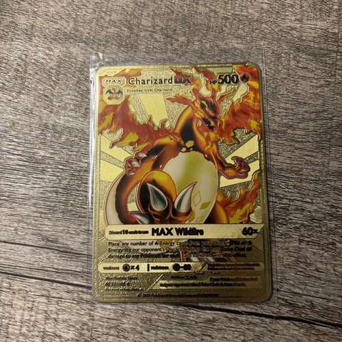 MAX CHARIZARD DX HP500 GOLD METAL FAN ART POKEMON CARD 52/100 | eBay