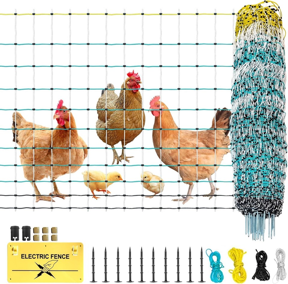 Electric Poultry Netting Fence 168' L x 47.5" H Chicken Goats Ranch ...