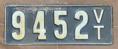Vermont 1916 License Plate # 9452 | eBay