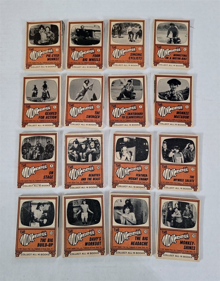 J-762 VINTAGE 1967 RAYBERT THE MONKEES PIE-EYED MONKEE FLIP BOOKS 1-16 ...