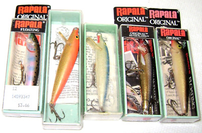 5 RAPALA F7 ORIGINAL FLOATER LURES SILVER PLATED VAMPIRE GFR RT FINLAND ...