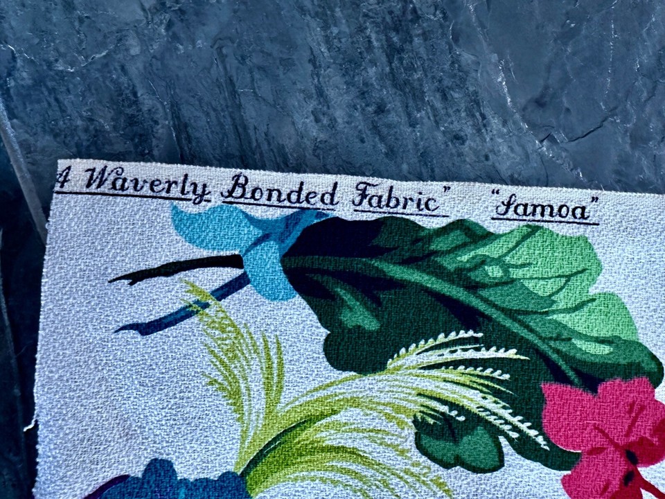 1930's Art Deco Design Samoa Hollywood Regency Barkcloth Vintage Fabric ...