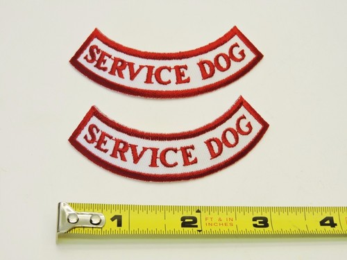 LOT of 2 Service Dog Embroidered Patch 3 1/2" x 3/4" Iron-On Red on ...