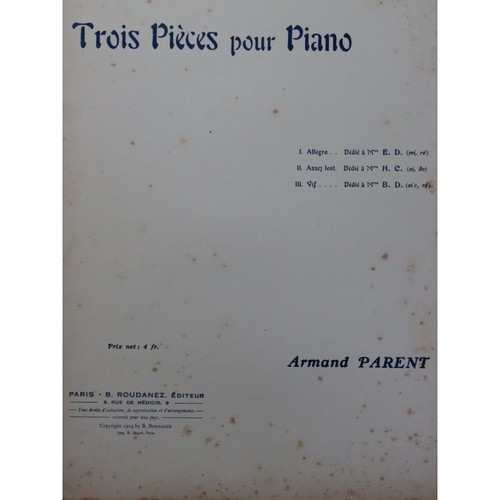 Parent Armand Tre Pezzi Piano 1914 | eBay