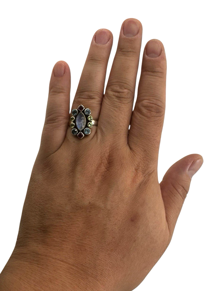 Nicky Butler Sterling Silver Moonstone Topaz Peridot Garnet Ring Size ...