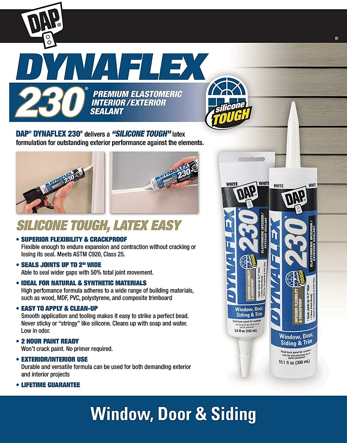 Dap Dynaflex 230 *RANDOM COLOR* Window Door Caulk 10-oz Tube interior ...