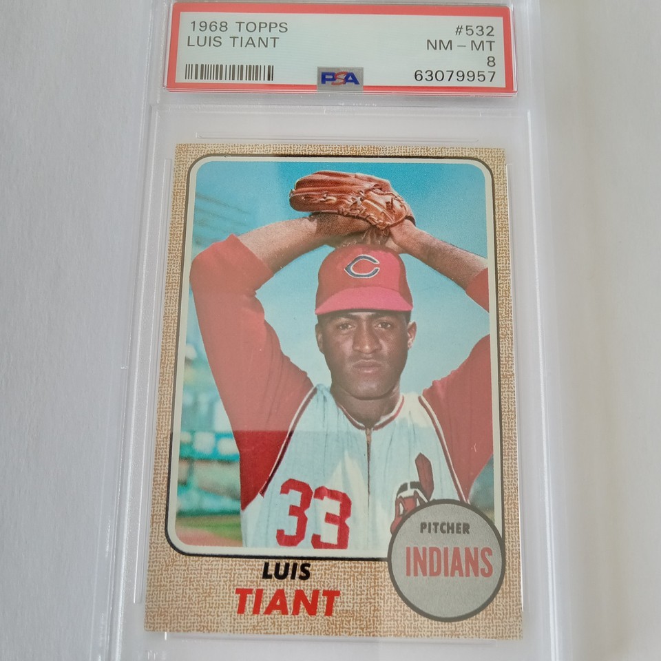 1968 Topps Baseball - High #532 Luis Tiant PSA 8 with fugitive ink ...