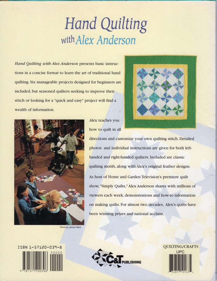 Hand Quilting with Alex Anderson ©1998 C&T Publishing Sewing Quilting ...