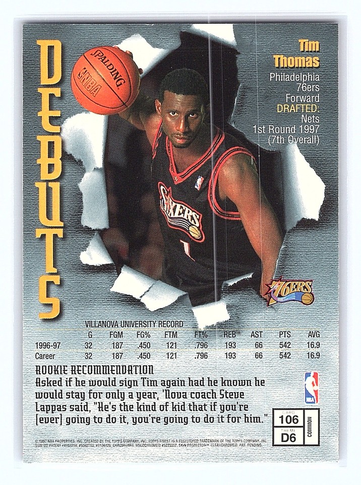 1997 Finest #106 Tim Thomas MT/NRMT | eBay