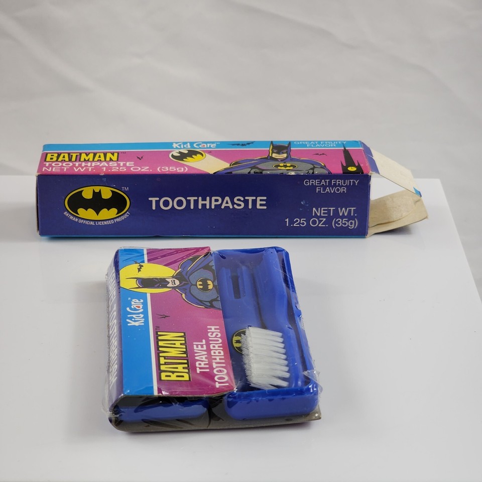 Vtg Batman Travel Toothbrush & Toothpaste 1991 Kids Care DC Comics ...