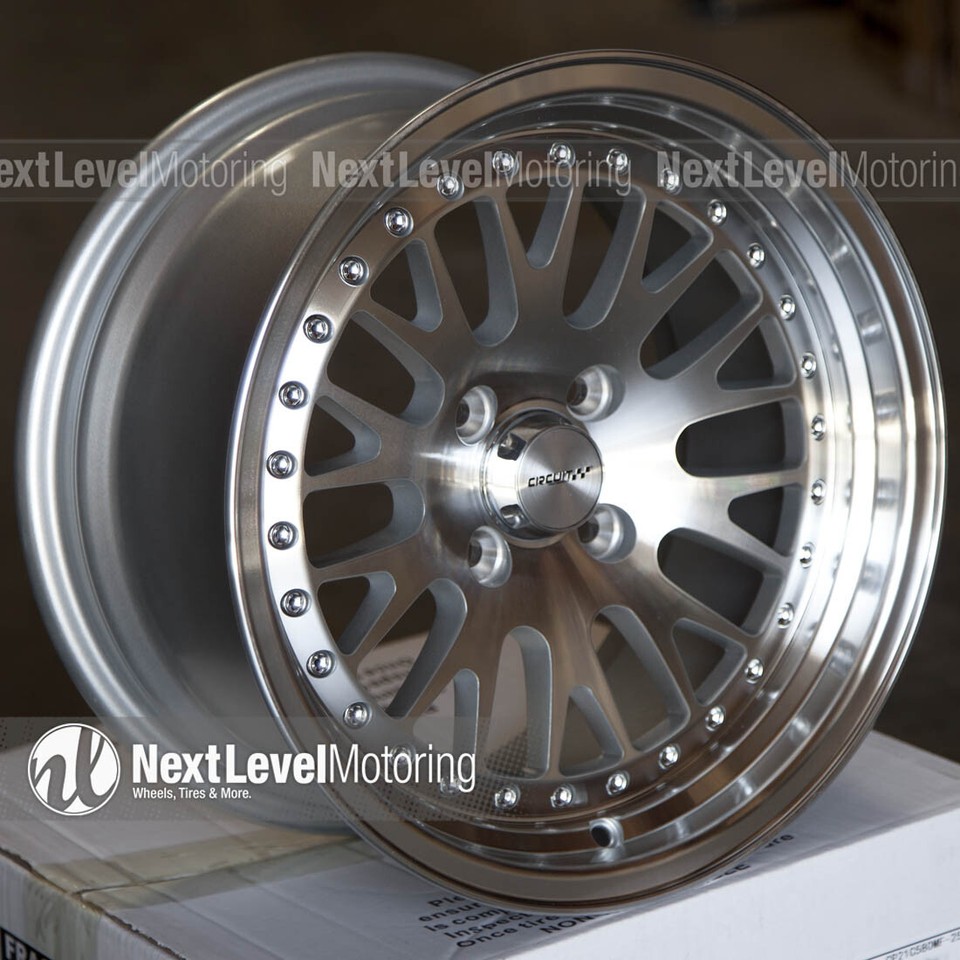 Circuit Performance CP21 15x8 4-100 +25 Silver Machined Wheels Rims ...