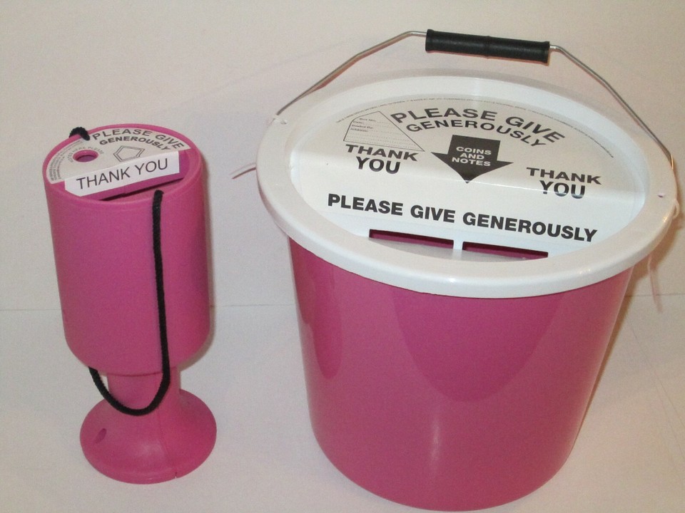 CHARITY COLLECTION DONATION BUCKETS/BOXES + LIDS + LABELS + SECURITY ...