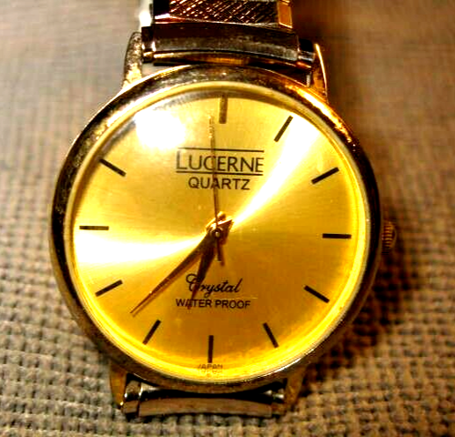 PRE-OWNED MEN'S GOLD TONE LUCERNE ALL WORKING QUARTZ WRISTWATCH | eBay