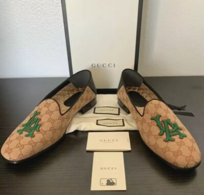 Last Pair 🔥🔥🔥GUCCI LA GG SUPREME MLB MULE LOGO CANVAS LOAFERS 10US/9G ...