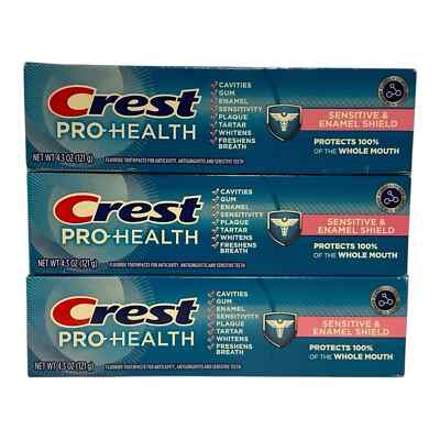 (3) Crest Pro-Health Sensitive & Enamel Shield Paste Toothpaste 4.3oz ...