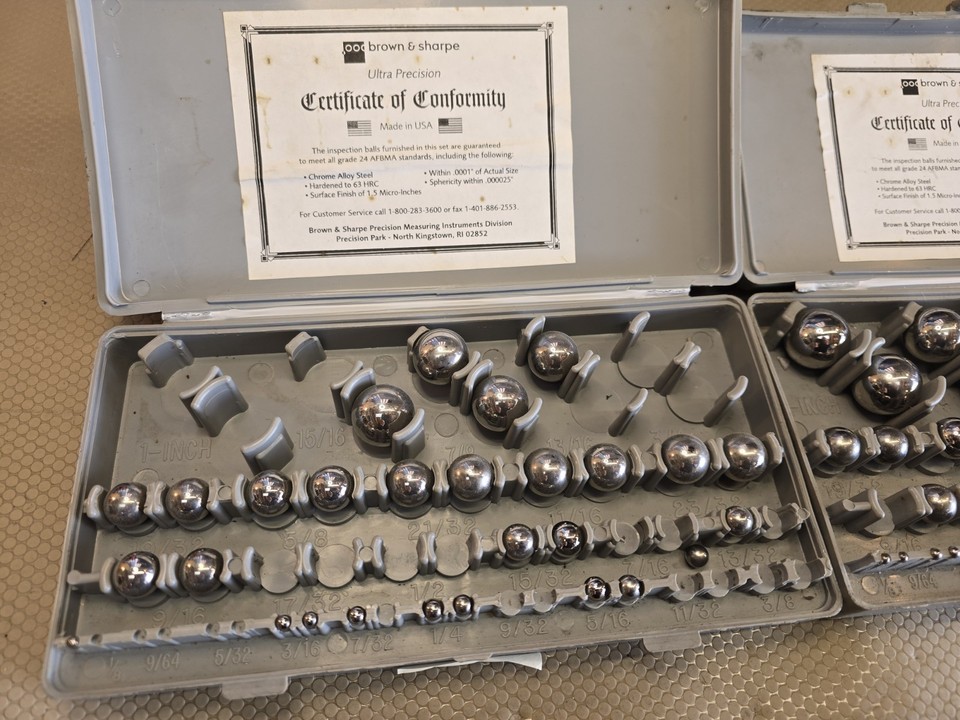 2x Brown and Sharpe Incomplete 52 pc Precision Inspection Gage Ball Set ...
