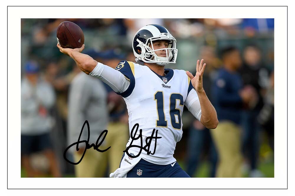 JARED GOFF SIGNED PHOTO PRINT AUTOGRAPH NFL FOOTBALL LA LOS ANGELES ...