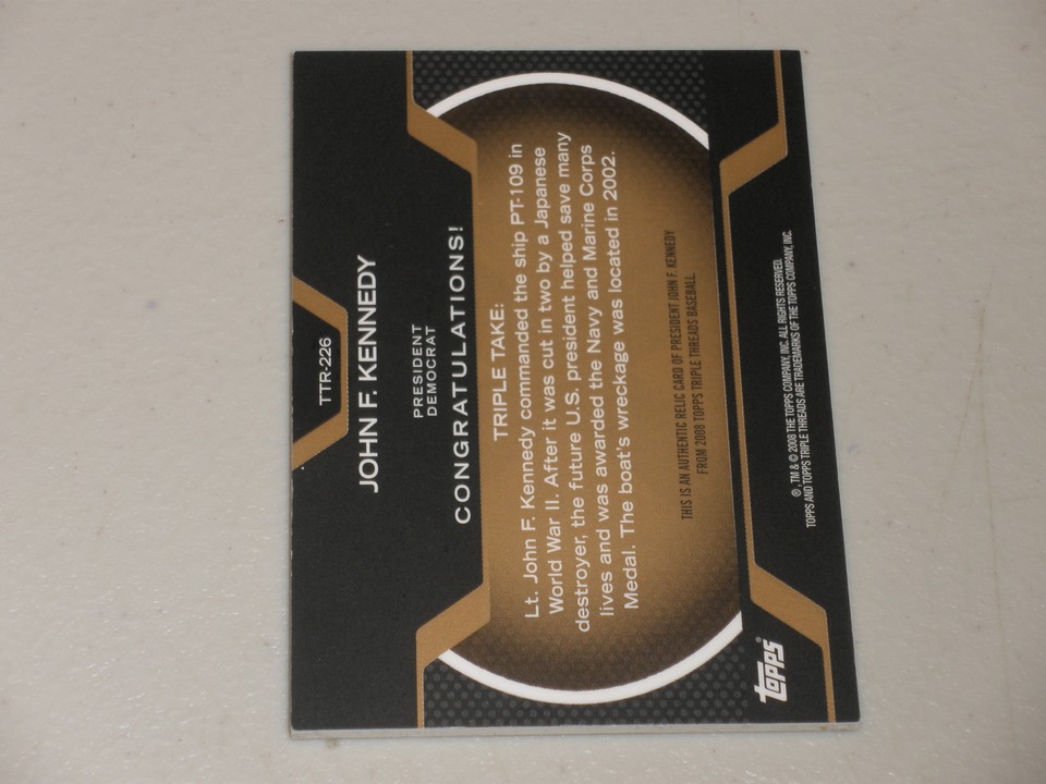 2008 Topps Triple Threads Sepia Relic #226 John F Kennedy JFK 01/27 | eBay